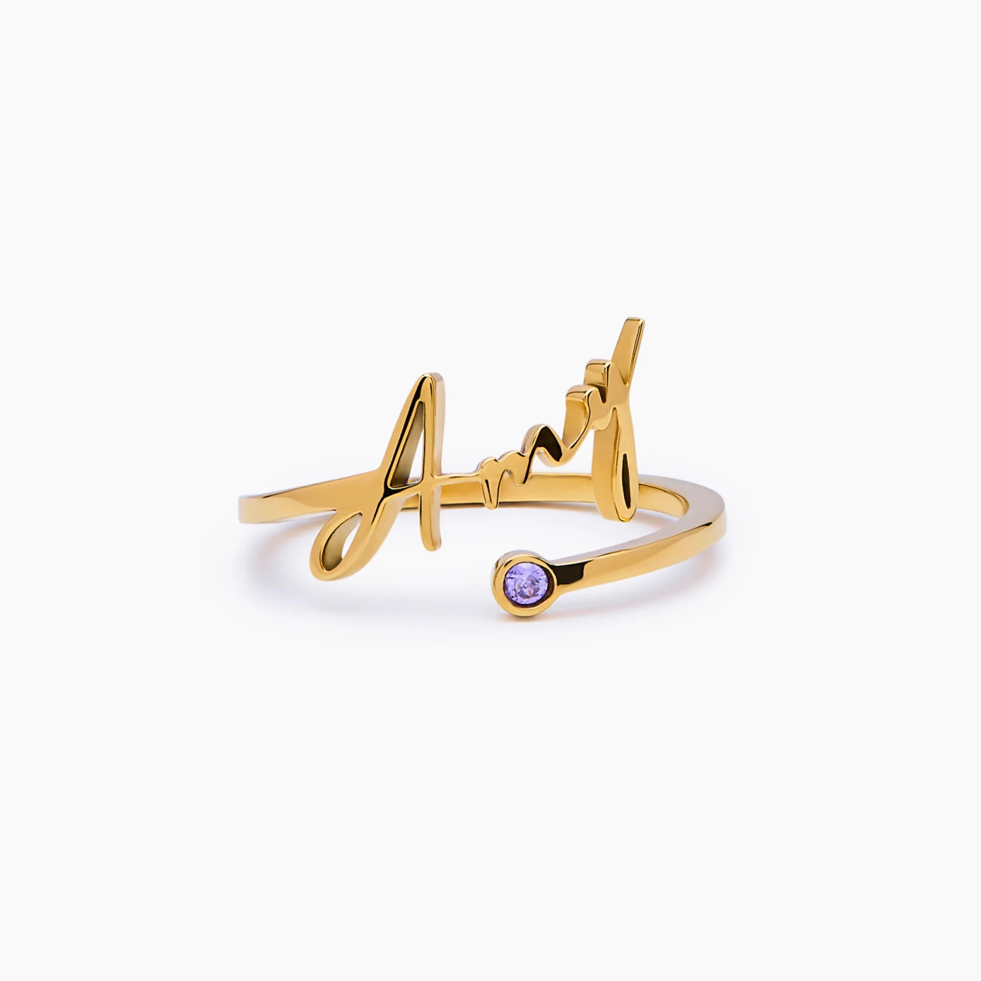Personalised Name & Birthstone Ring | Olivia Jewelry