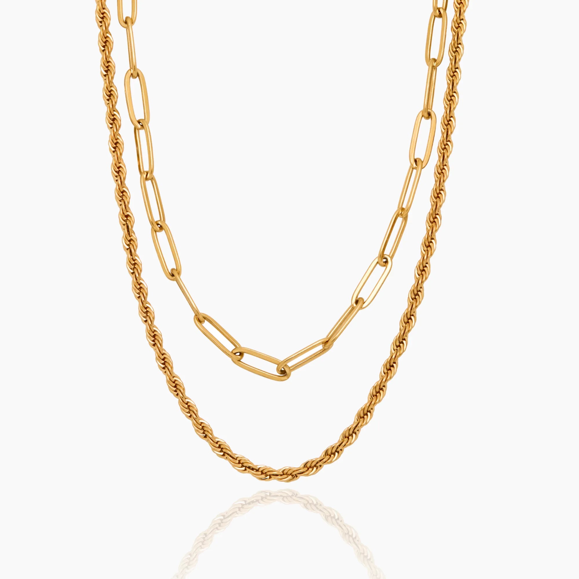 Paperclip & Rope Chain Layered Necklace